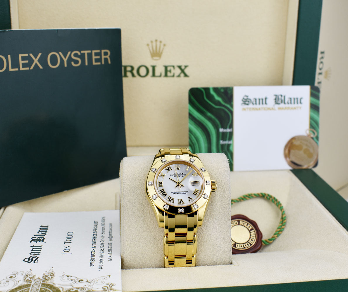 ROLEX 18kt Gold Pearlmaster Masterpiece Mother of Pearl Roman with Pap ...