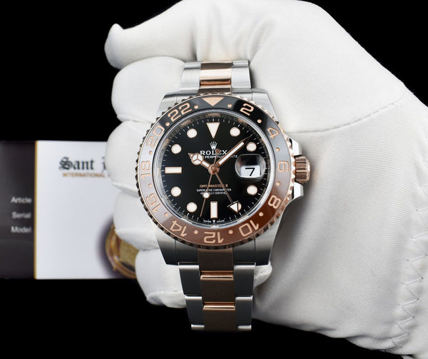 ROLEX 18kt Rose Gold & Stainless Steel GMT Master II Root Beer Bezel B ...