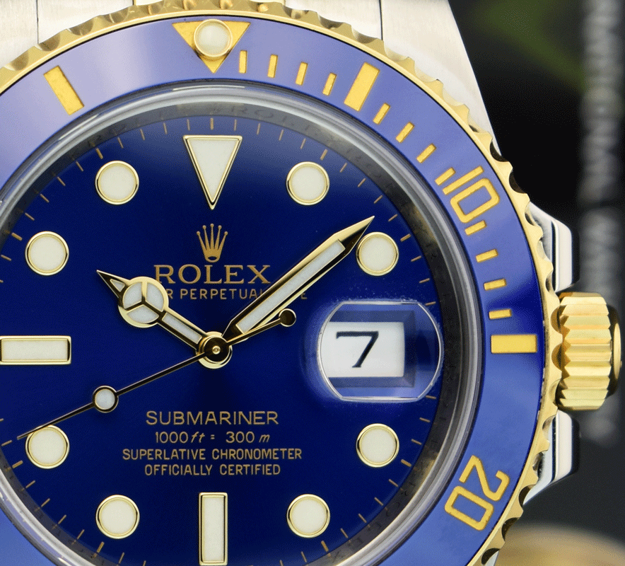 ROLEX 18kt Gold & Stainless Steel Submariner Blue Model 116613 LB ...