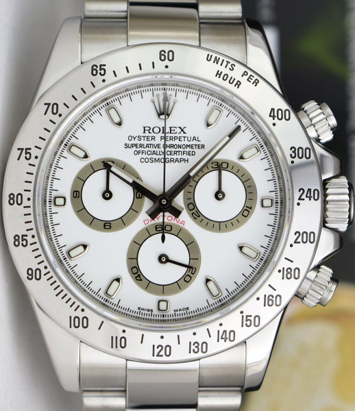 ROLEX Rehaut Mens Stainless Steel Daytona White Index Dial Model 11652 ...